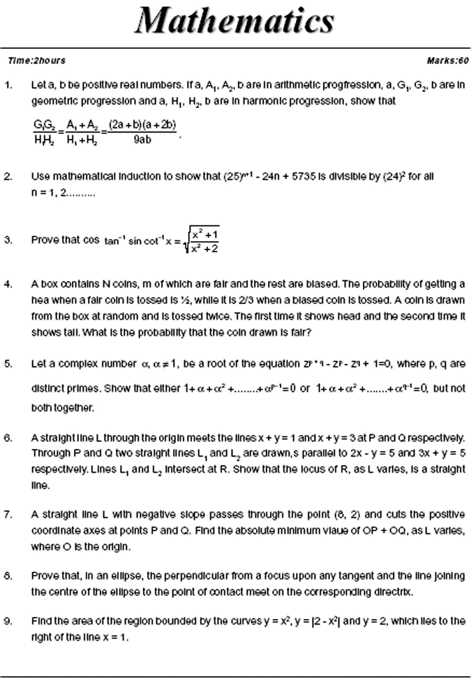 IIT 2002 Main Paper Mathematics IIT JEE 2002 Mathematics Main IIT 2002 Main Paper Mathematics IIT JEE 2002 Mathematics Main